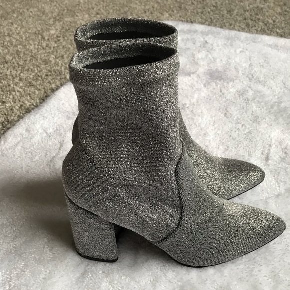 Shoes | Silver Shimmery Booties | Poshmark